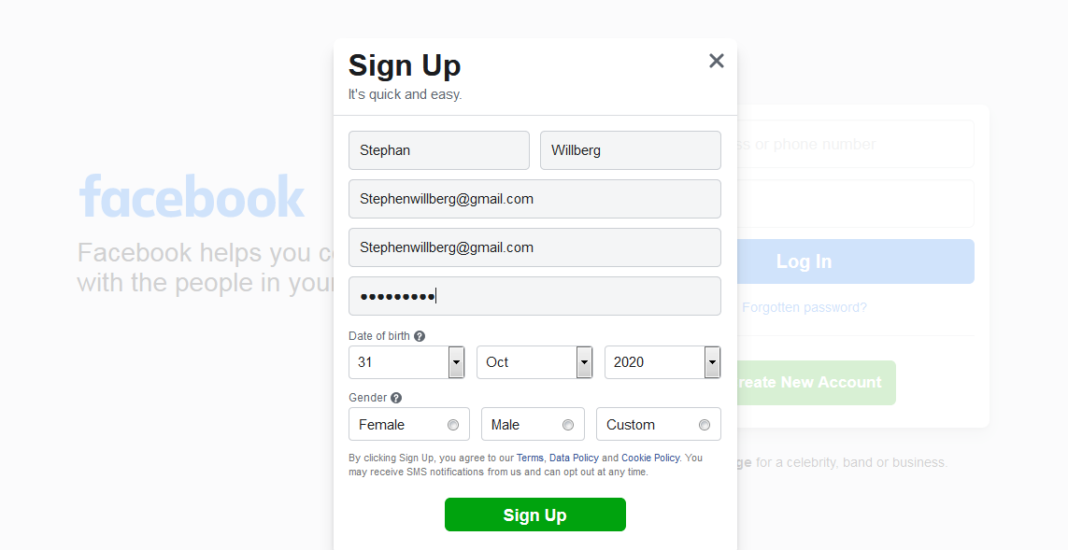 Inicio de sesión y registro de Facebook. Cuenta de Facebook y Messenger